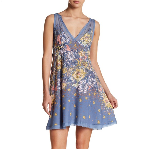 Free People | Dresses | Free People Indigo Floral Print Dress | Poshmark